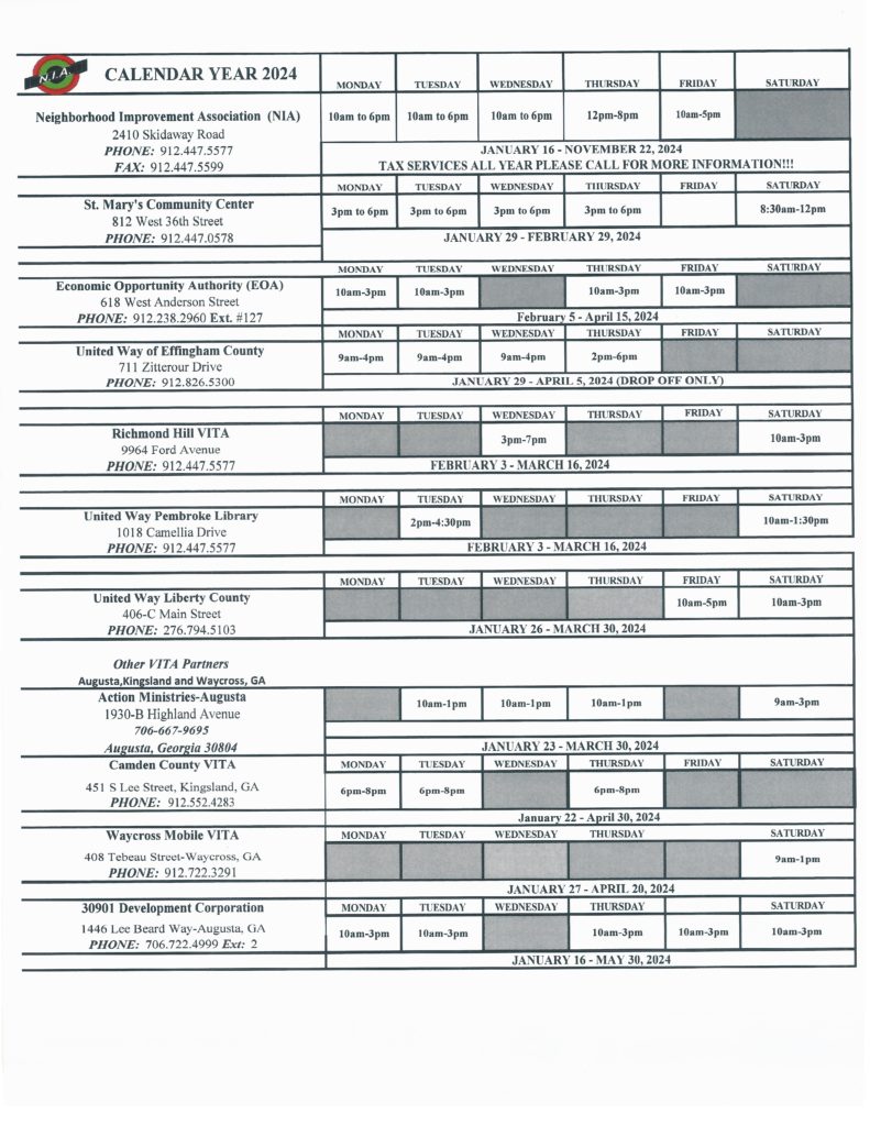 NIA Regular Office Hours of Operation | Neighborhood Improvement ...